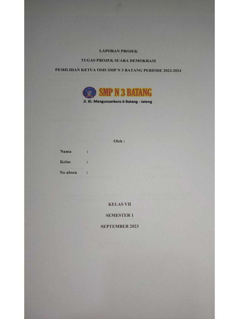 Contoh Format Laporan P5 Terbaru | Pdf