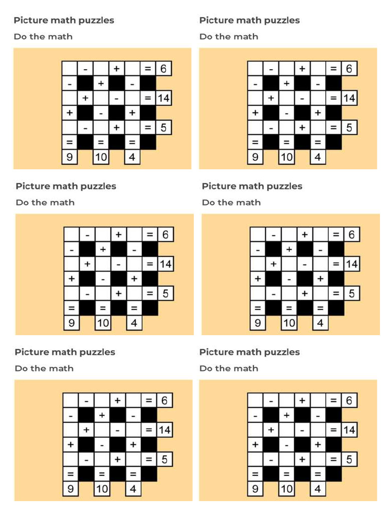 Kids Picture Maths Puzzle Game Pdf