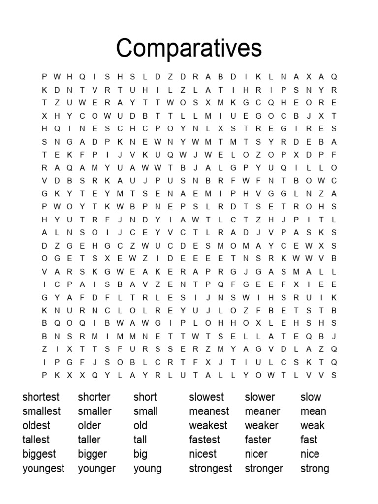 Comparative Word Search Activity | PDF