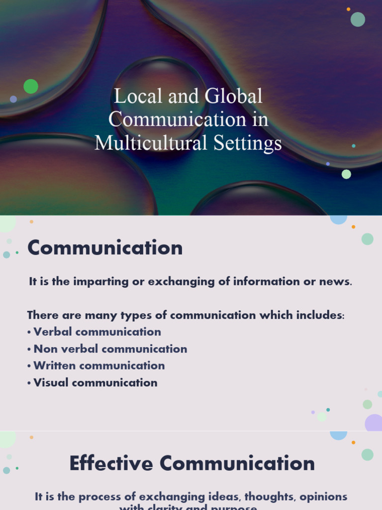 Local and Global | PDF | Communication | Cross Cultural Communication