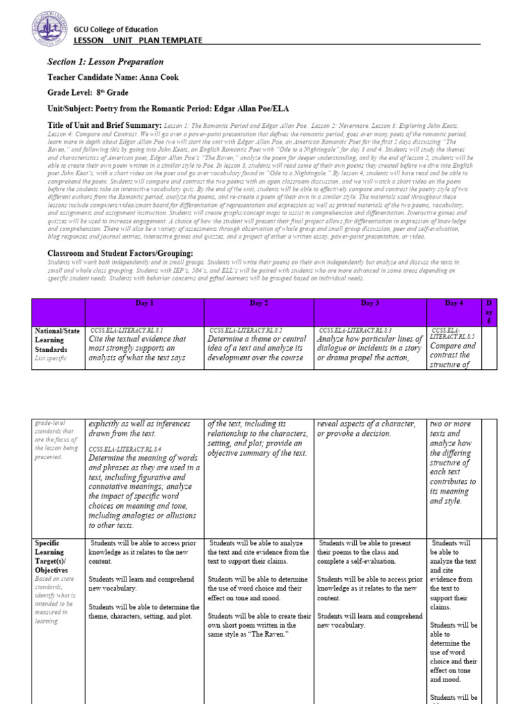 Poe and Keats: Romantic Poetry Unit | PDF | Reading Comprehension | The ...