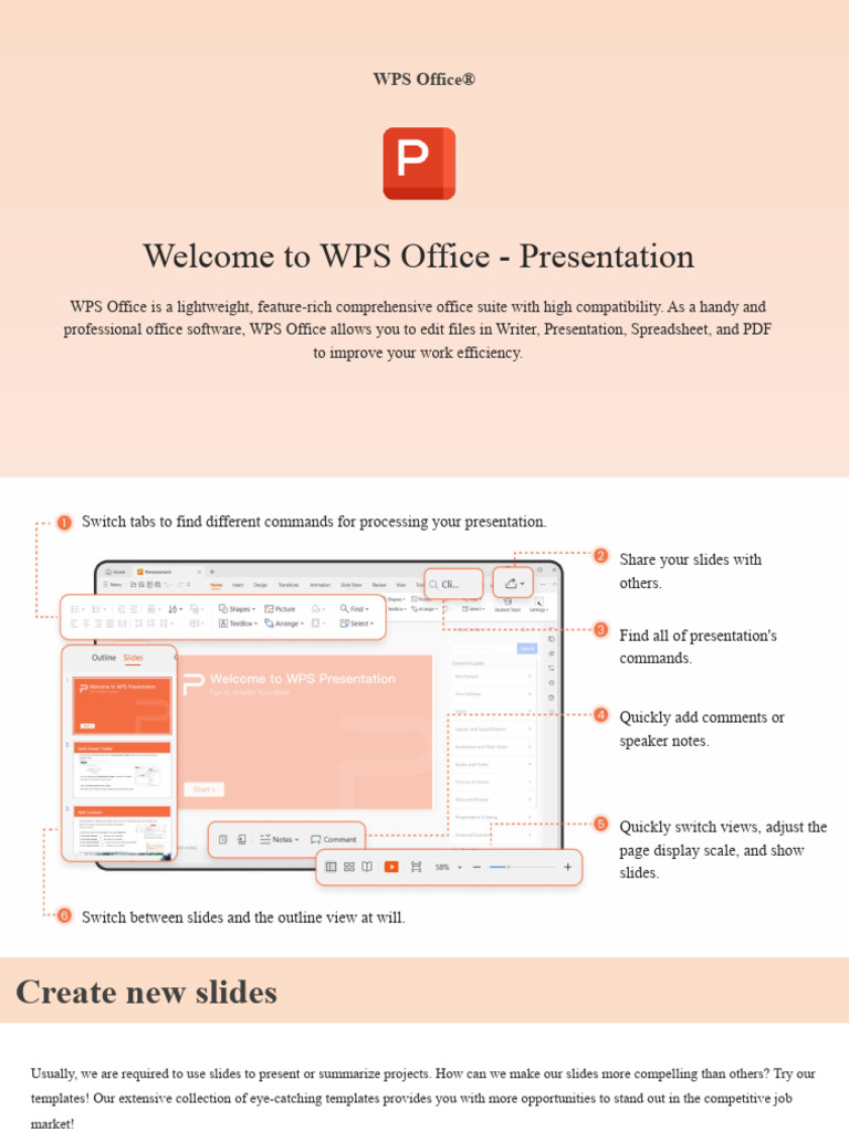 WPS Slides Quick Start Guide | PDF | Microsoft Power Point | Software WPS Slides Quick Start Guide | PDF | Microsoft Power Point | Software