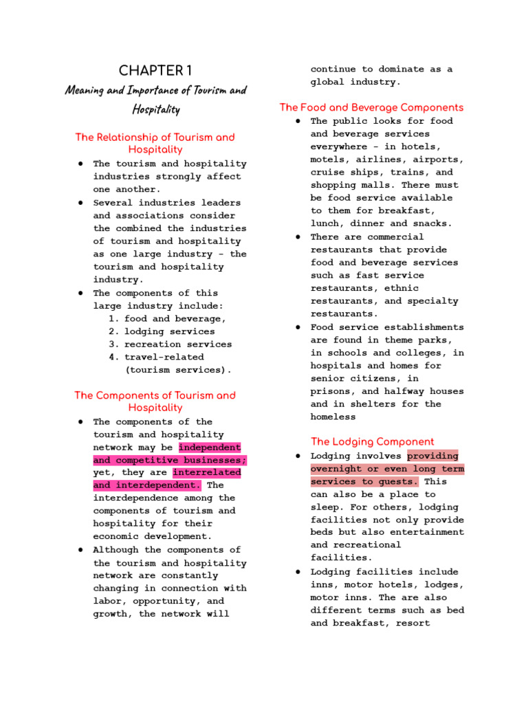 Macro Perspective of Tourism and Hospitality | PDF | Tourism | Inn