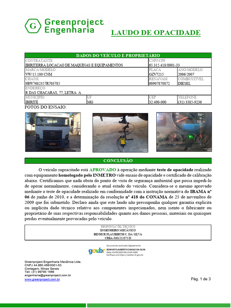 Laudo Opacidade GZV7215 Assinado | PDF | Negócios | Computadores