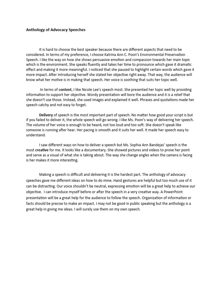 The Anthology of Speeches | PDF | Human Communication | Communication