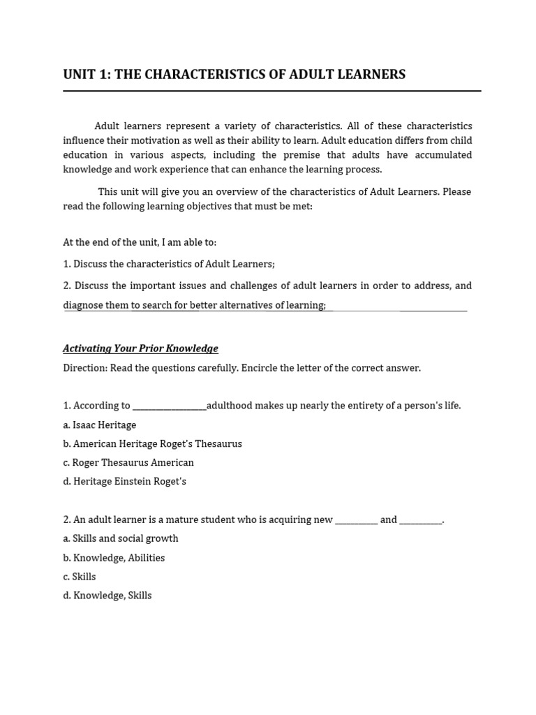 Unit 1 Module - Mooc Als 5 | PDF | Learning | Experience