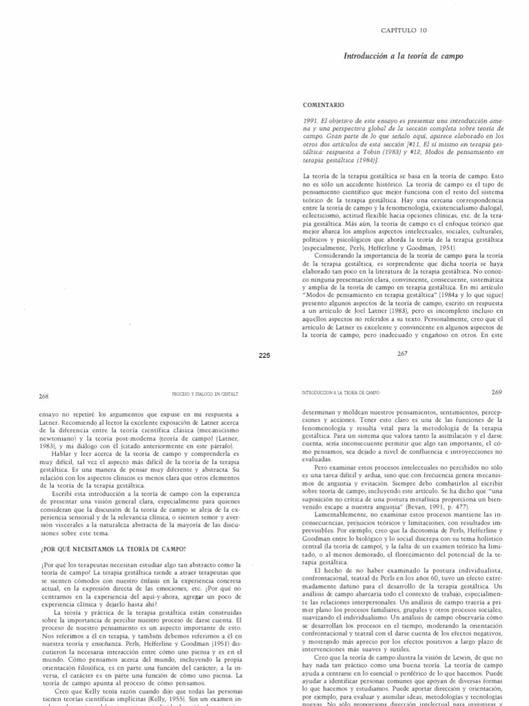 Yontef. Proceso y Diálogo. Cap. 10. Introducción A La Teoría Del Campo ...
