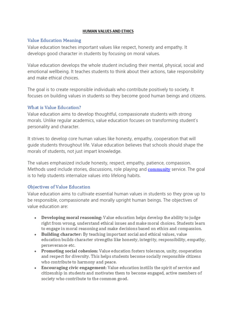 Human Values and Ethics Chapter 1 | PDF | Compassion | Morality