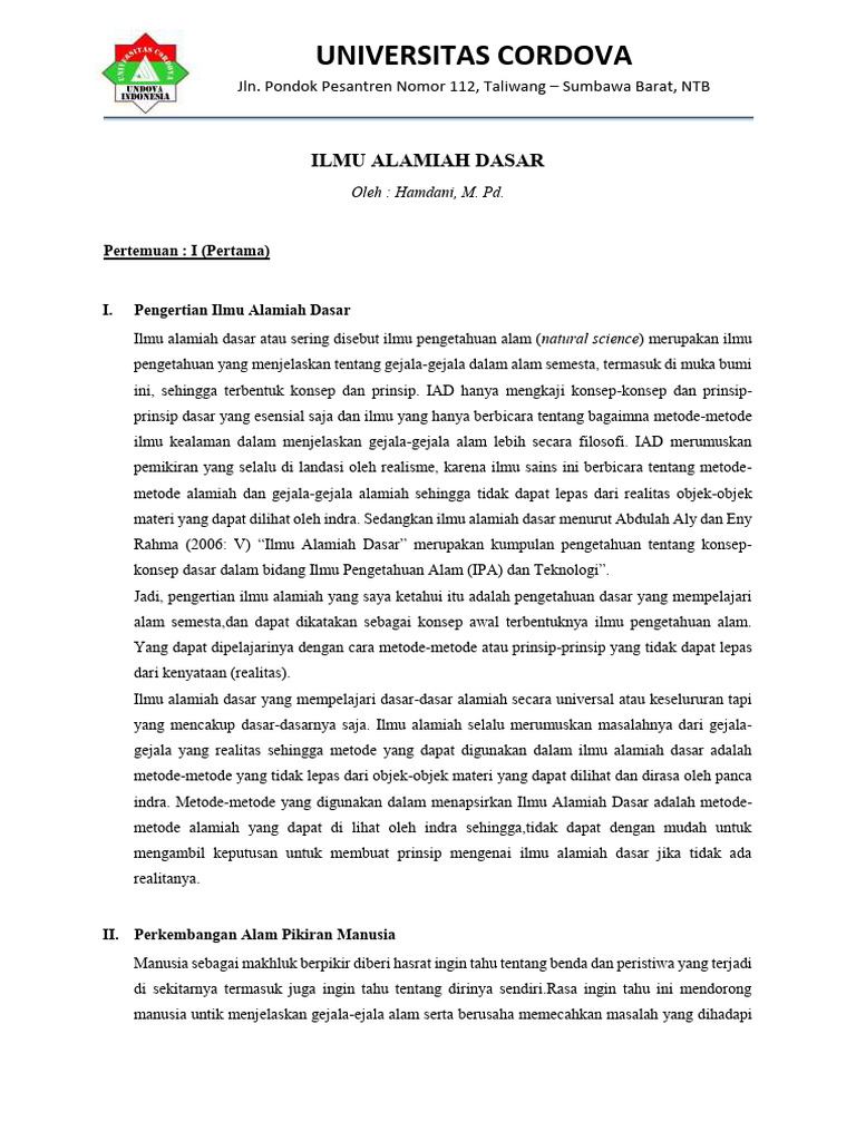 Dasar Ilmu Alamiah dan Perkembangannya | PDF