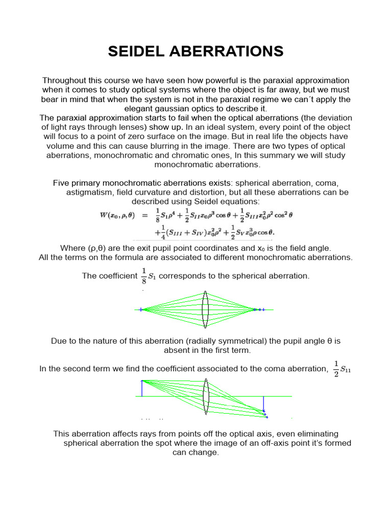 Seidel Aberrations | PDF | Optics | Electromagnetic Radiation