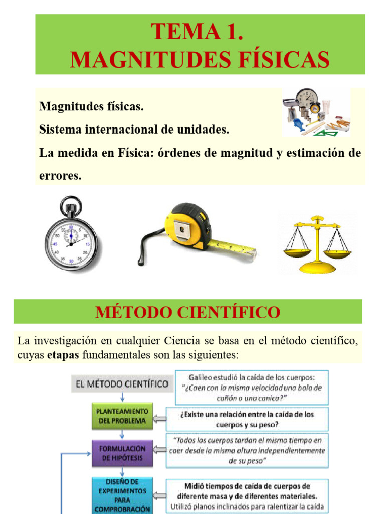 Tema 1. Magnitudes Físicas | PDF | Corriente eléctrica | Medición