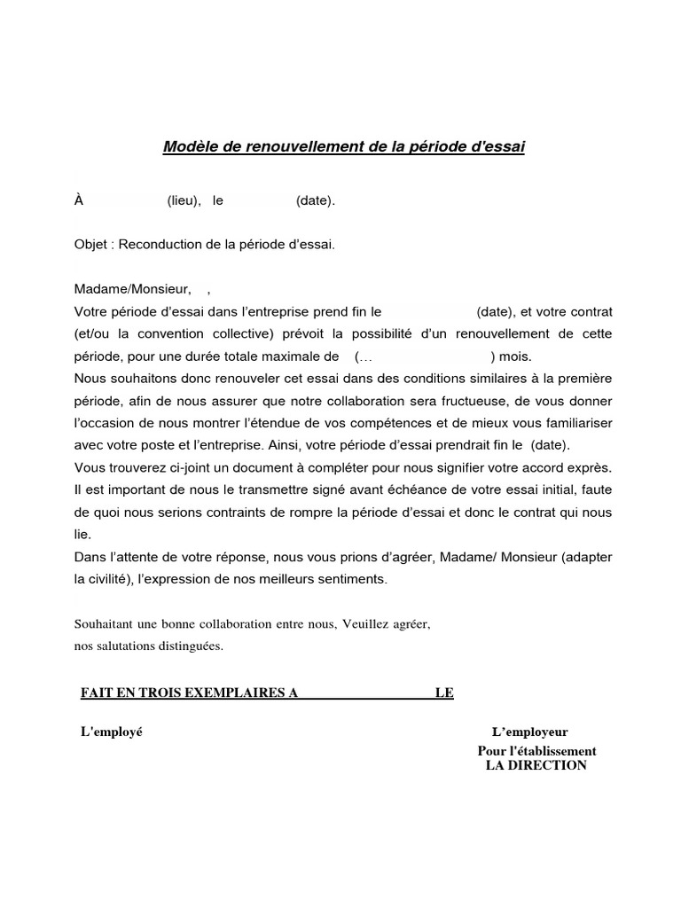 Prolongation Periode D'essai | PDF