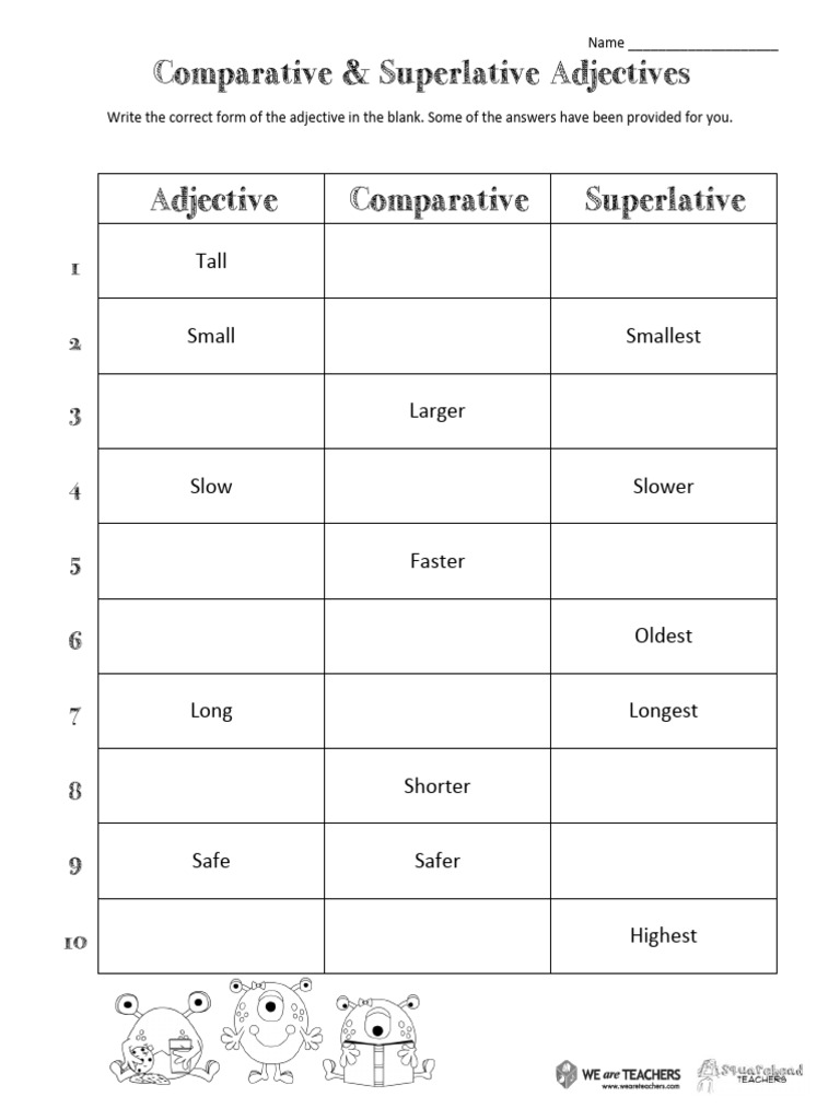 Comparative and Superlative Adjectives - Removed | PDF