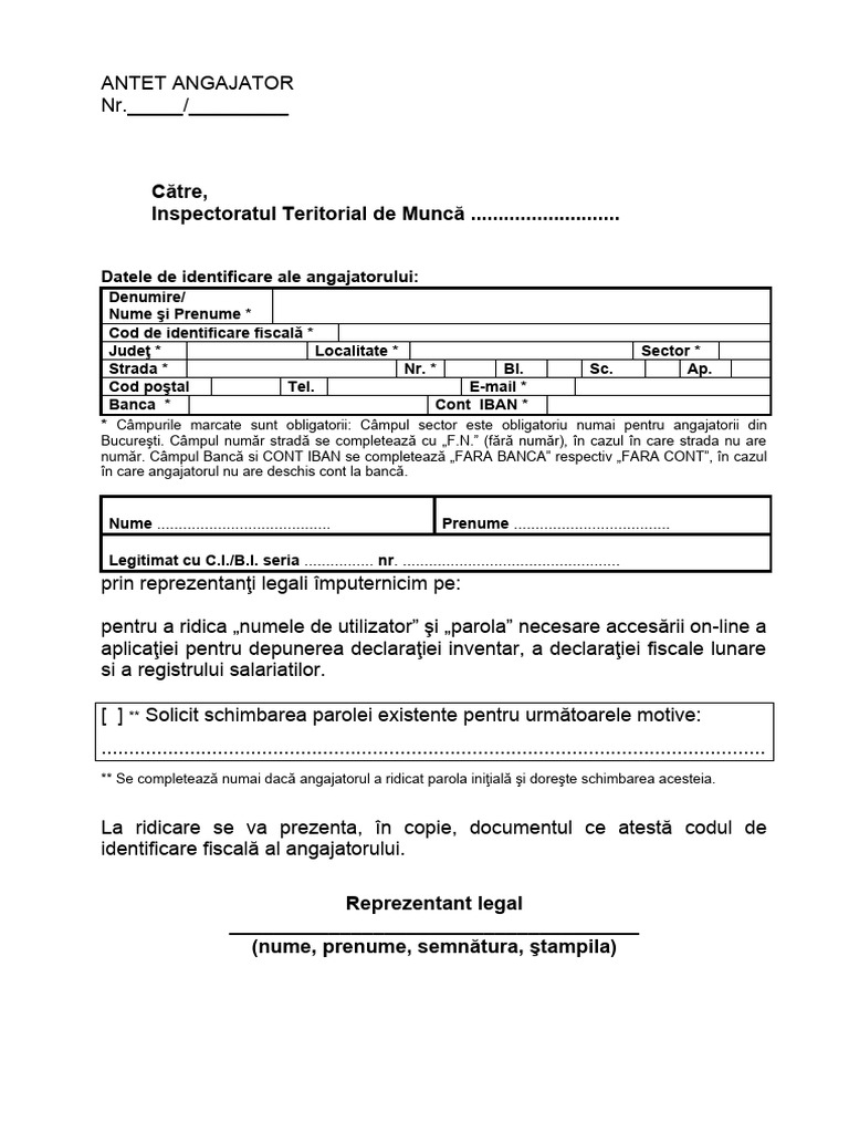 Model Imputernicire Eliberare Parola Itm | PDF