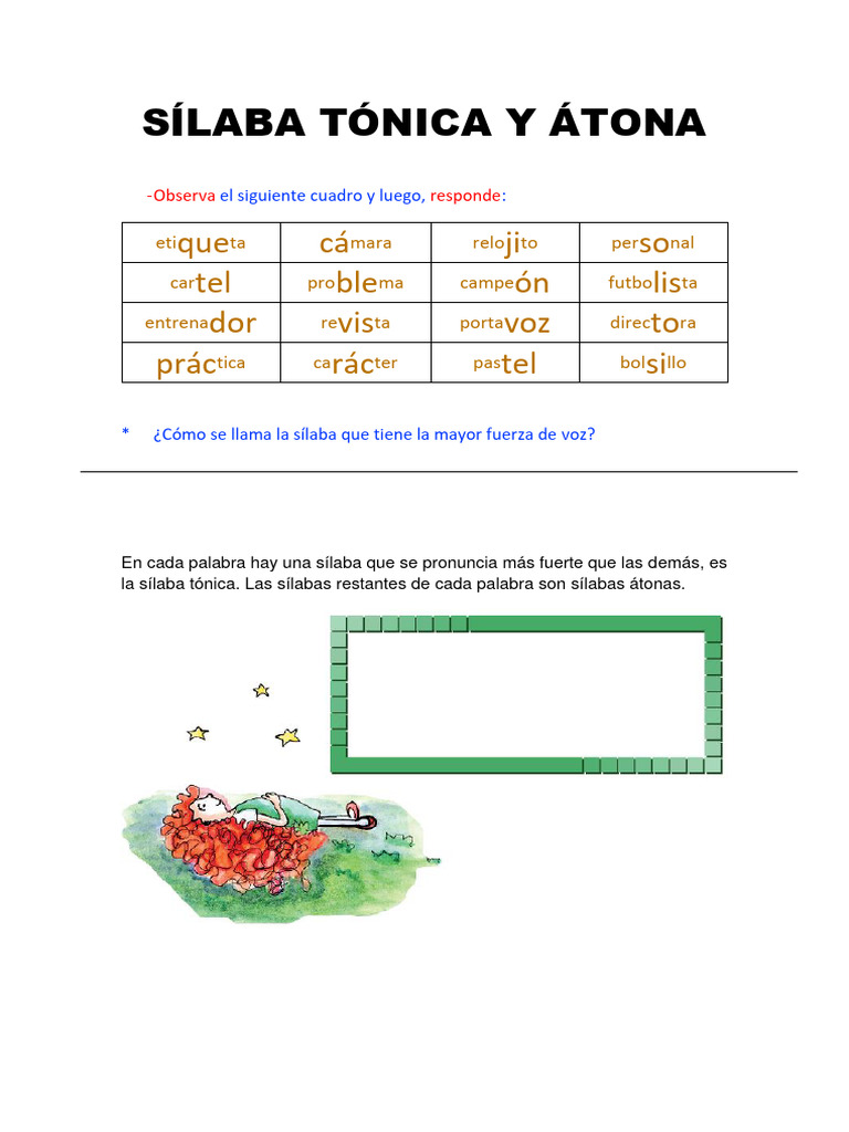 Sílaba Tónica y Átona | PDF | Artes del Lenguaje y Comunicación