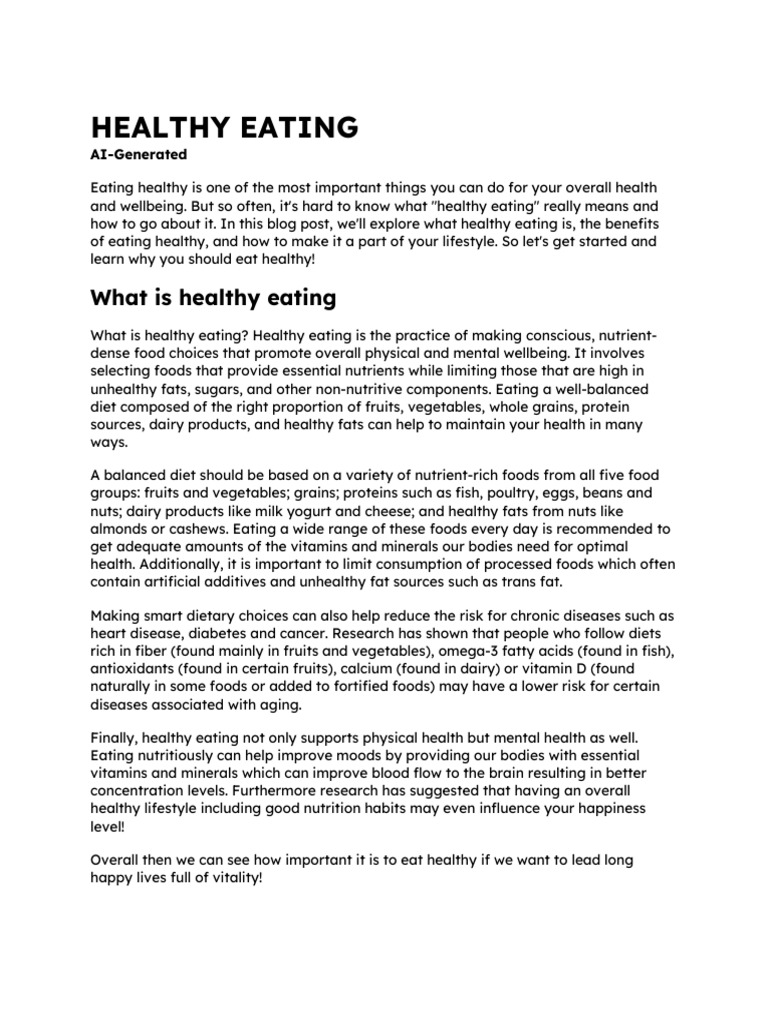 Healthy Eating | PDF | Healthy Diet | Fat