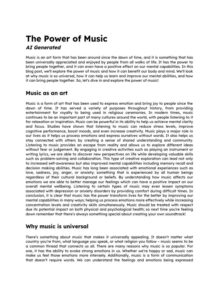 Power of Music | PDF | Emotions | Mental Health