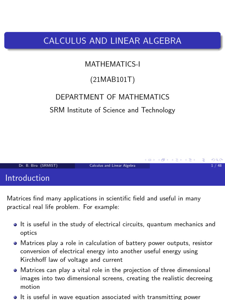 18mab101t U1 | PDF | Eigenvalues And Eigenvectors | Matrix (Mathematics)
