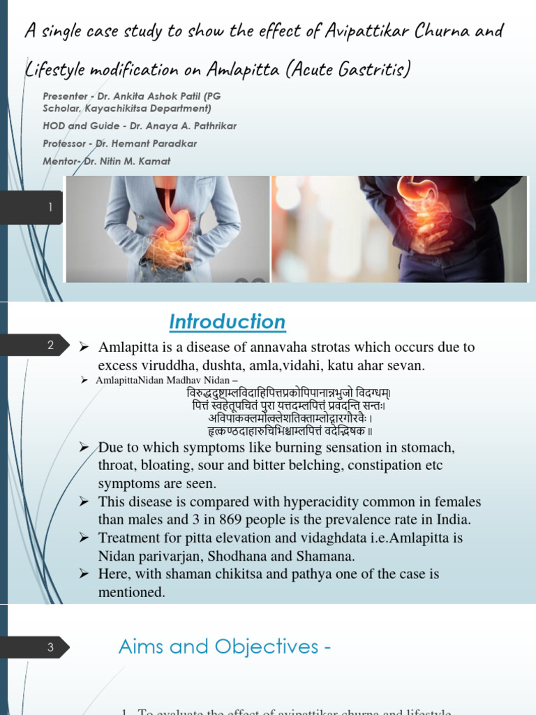 A Case Study On Amlapitta | PDF | Bloating | Medical Specialties