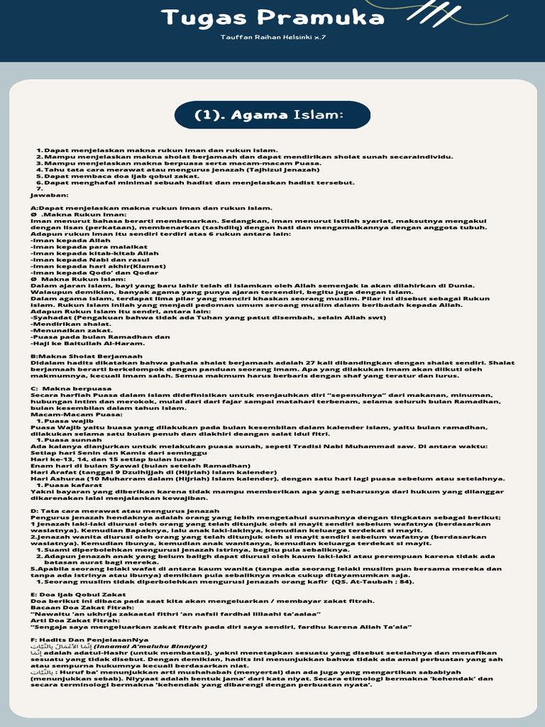 Tugas Pramuka Tauffan x6 | PDF | Agama & Spiritualitas