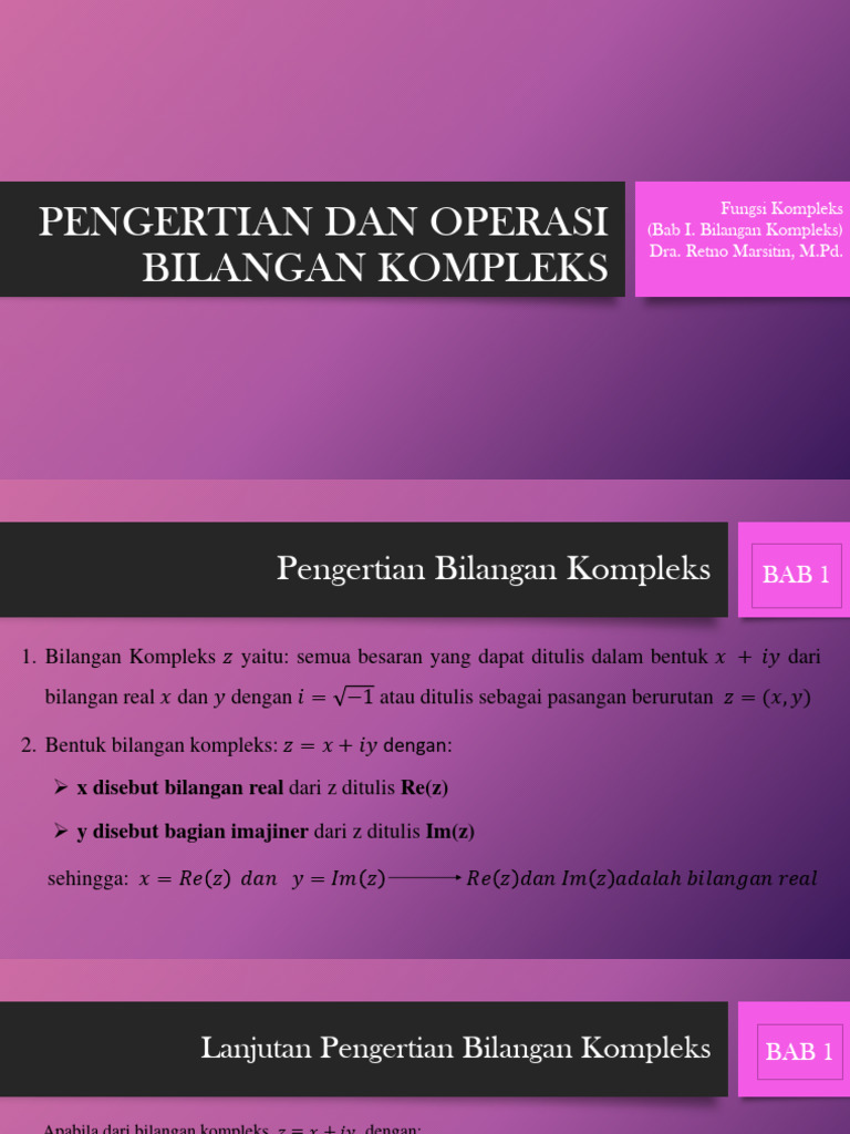 2 - Pengertian Operasi Bilangan Kompleks | PDF