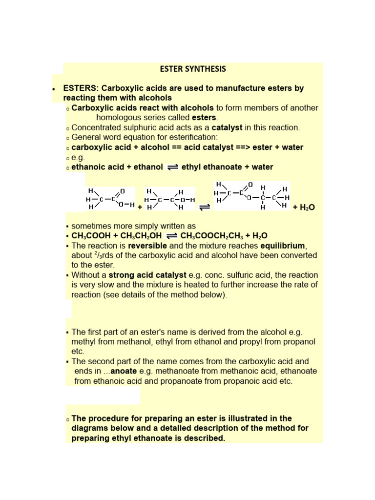Ester Synthesis | PDF | Ester | Ethanol