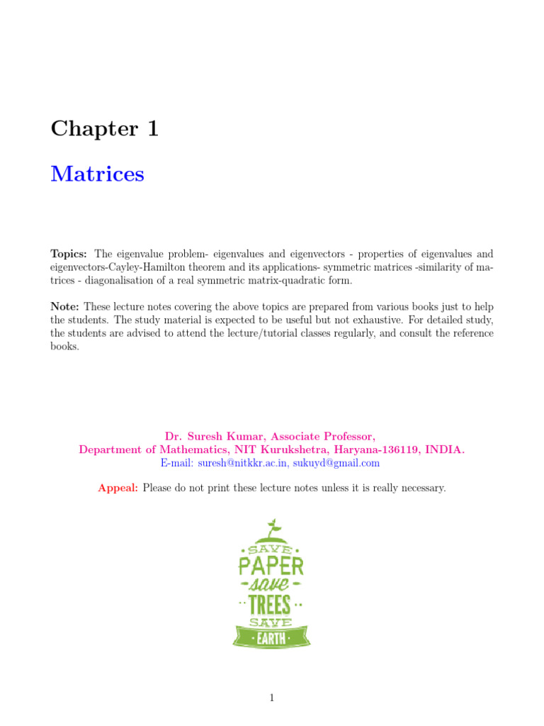 Matrices Pdf Eigenvalues And Eigenvectors Matrix Mathematics
