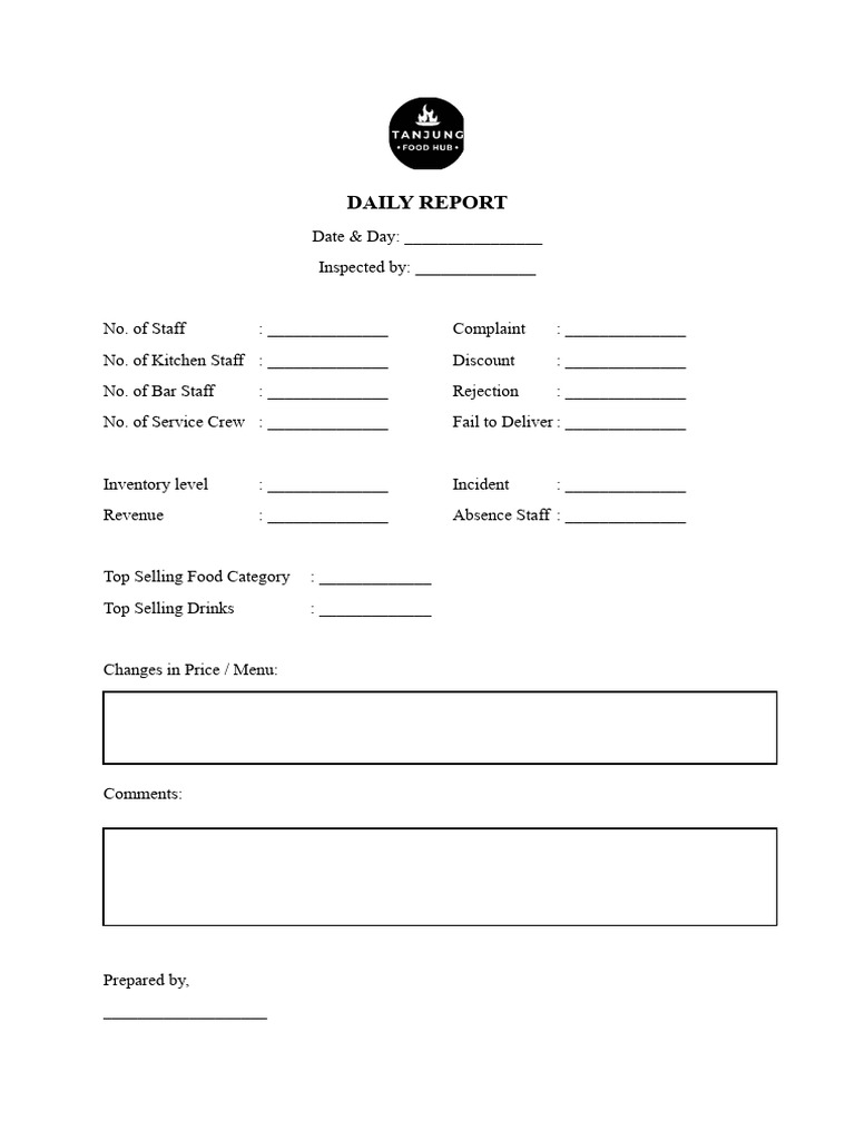 Daily Restaurant Operations Report | PDF | Business | Social Science