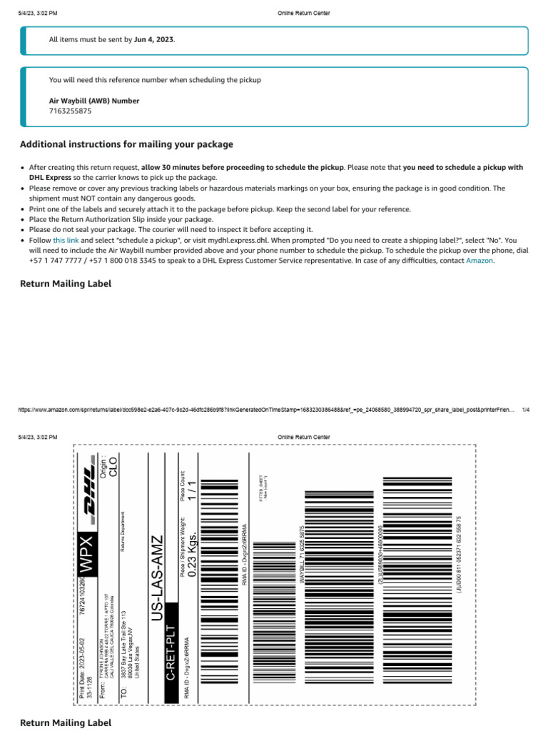 Return Label | PDF | Freight Transport