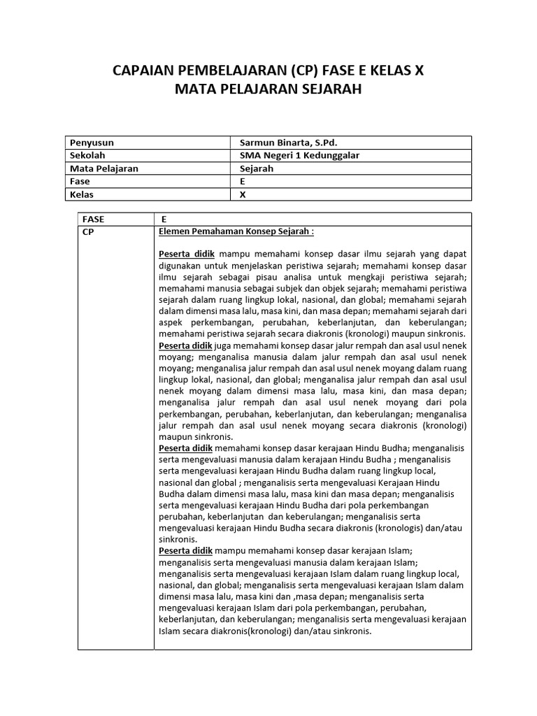 CP Sejarah X | PDF