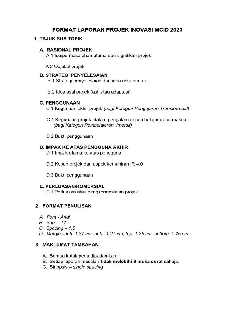 Format Laporan Projek Mcid 2023 | PDF