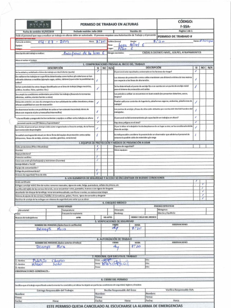 Ejemplo de Permiso de Trabajo | PDF