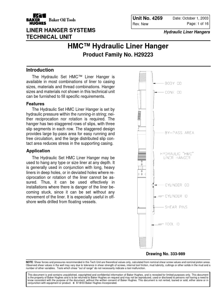 Baker Liner Hanger Specs | PDF | Casing (Borehole) | Pump