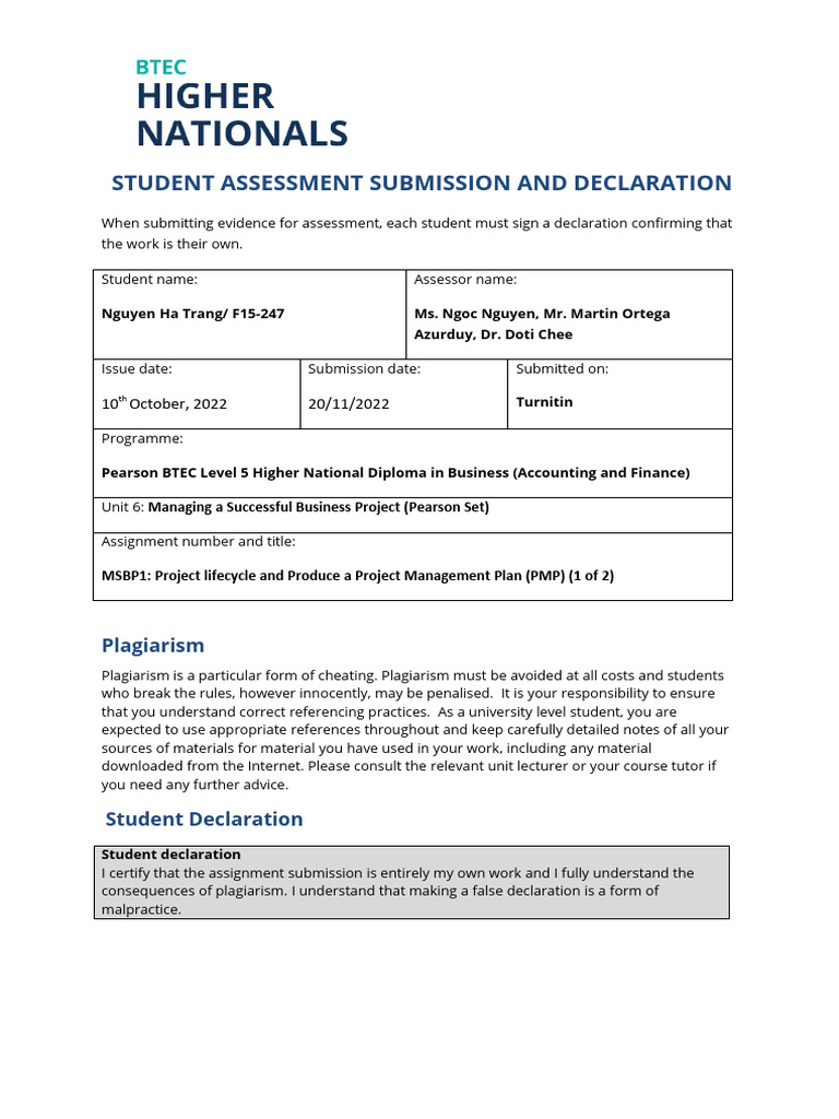 Student Assessment Submission and Declaration | PDF