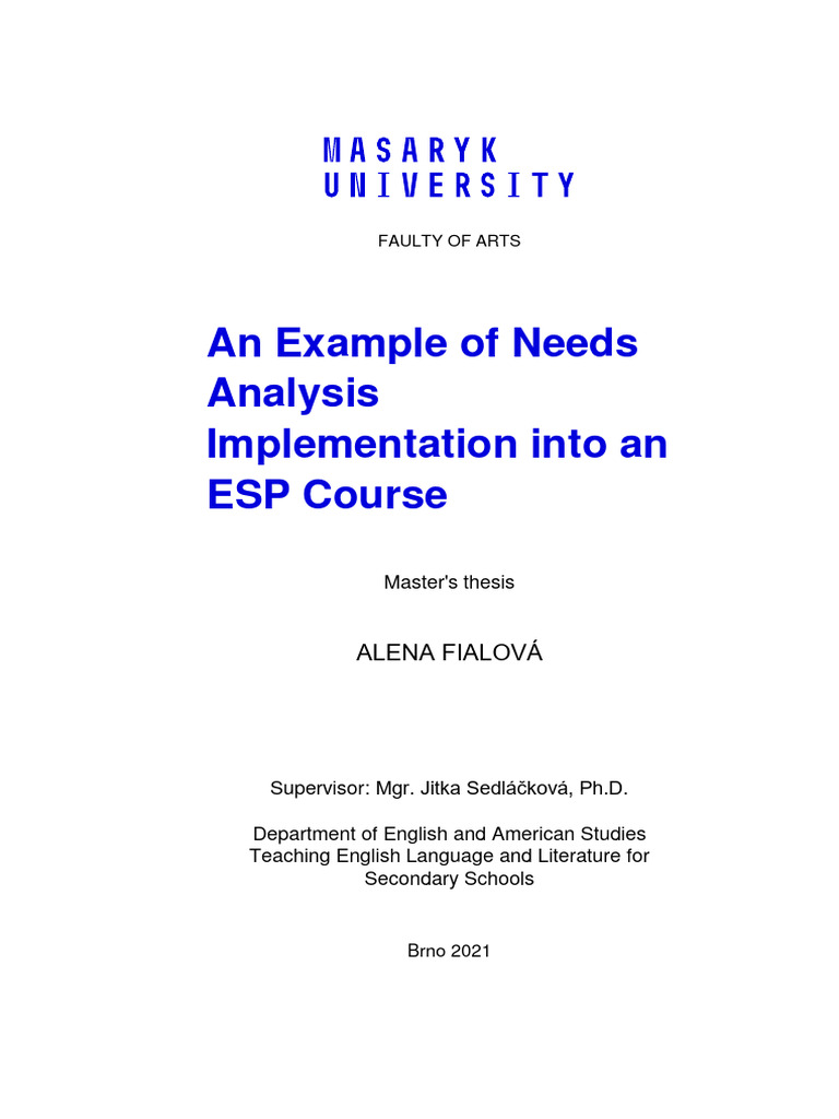 An Example of Needs Analysis Implementation Into An ESP Course | PDF ...