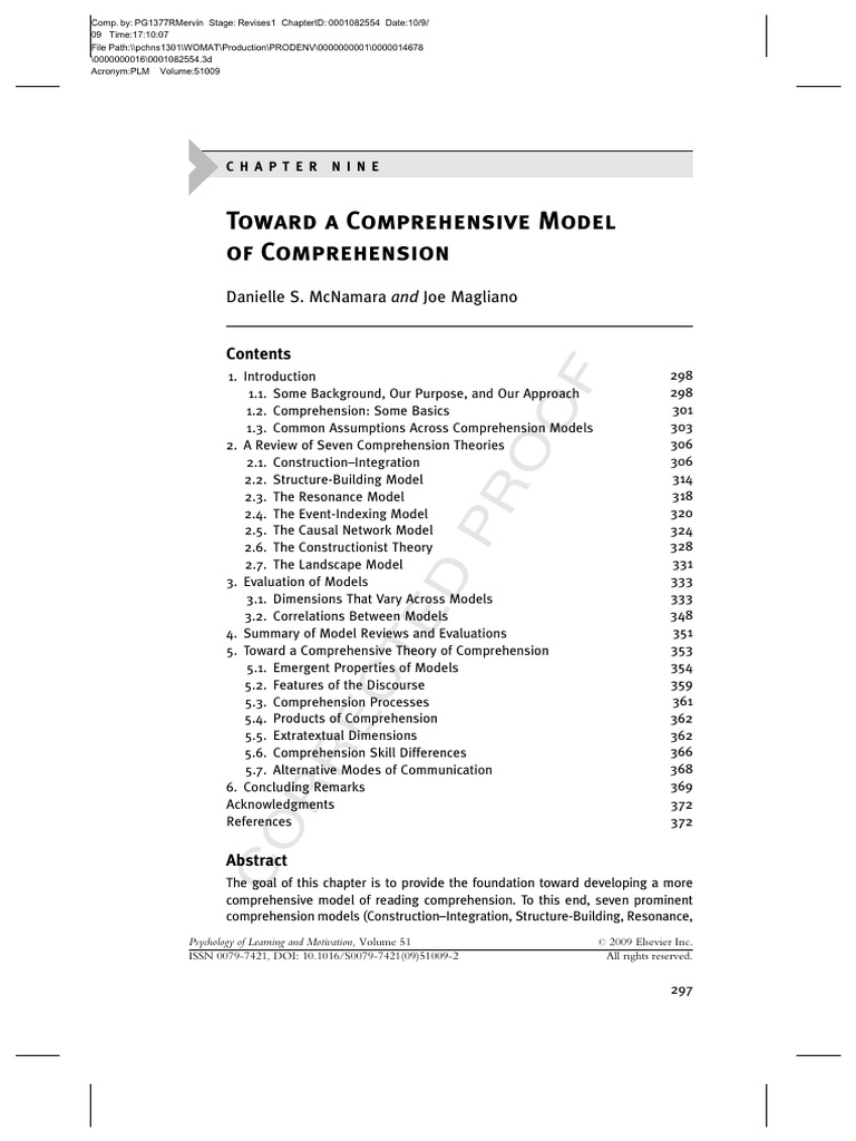 Comprehensive Comprehension Models | PDF | Reading Comprehension | Concept