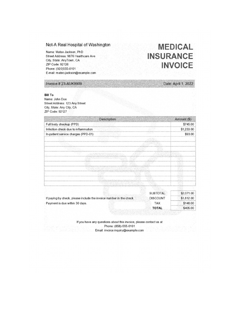 Medical Insurance Invoice | PDF