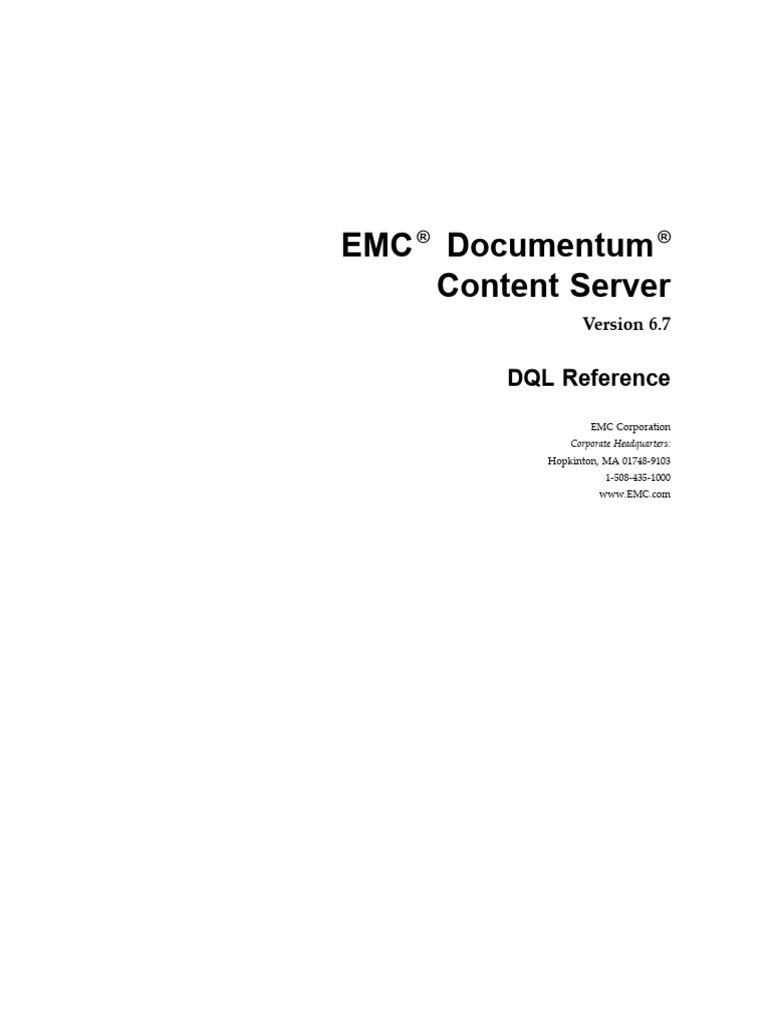 Documentum Content Server 6.7 DQL Reference | PDF | String (Computer Science) | Software