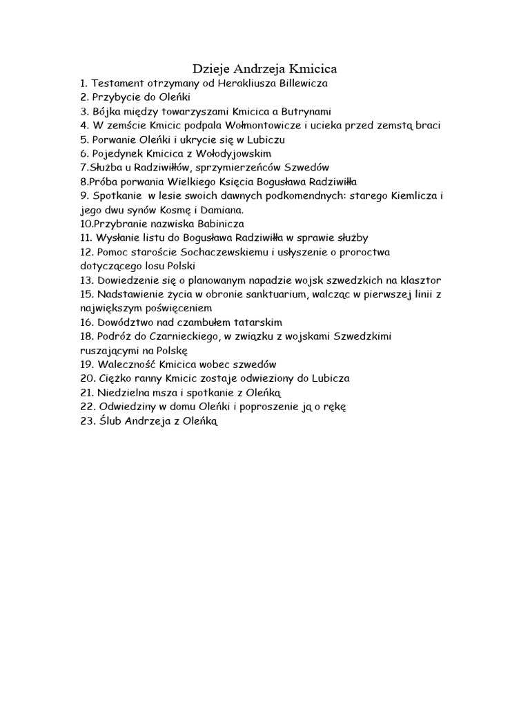 Dzieje Andrzeja Kmicica | PDF