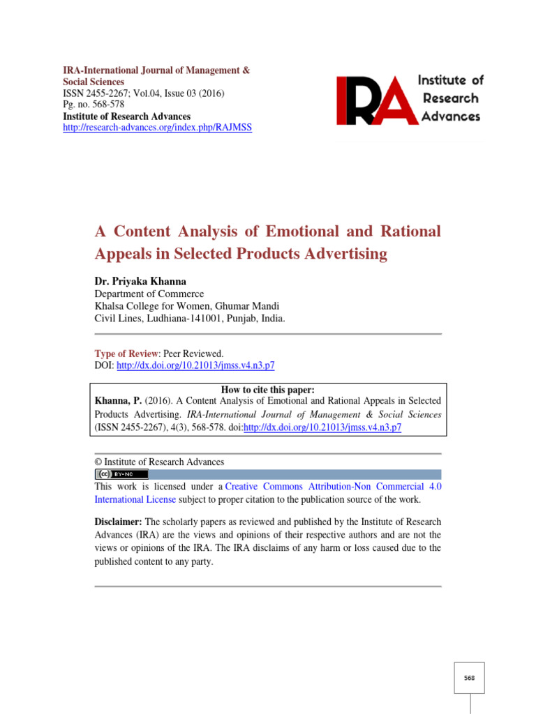 Emotional vs Rational Appeals in Ads | PDF | Advertising | Brand
