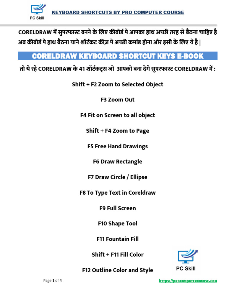 CorelDRAW Keyboard Shortcut Keys PRO | PDF | Control Key | Computer Keyboard