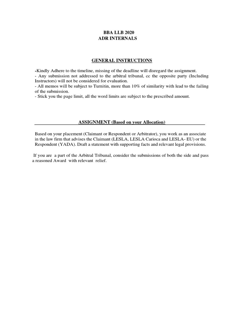 Arbitration Moot Problem - Fall 2023 | PDF | Arbitration | Mediation