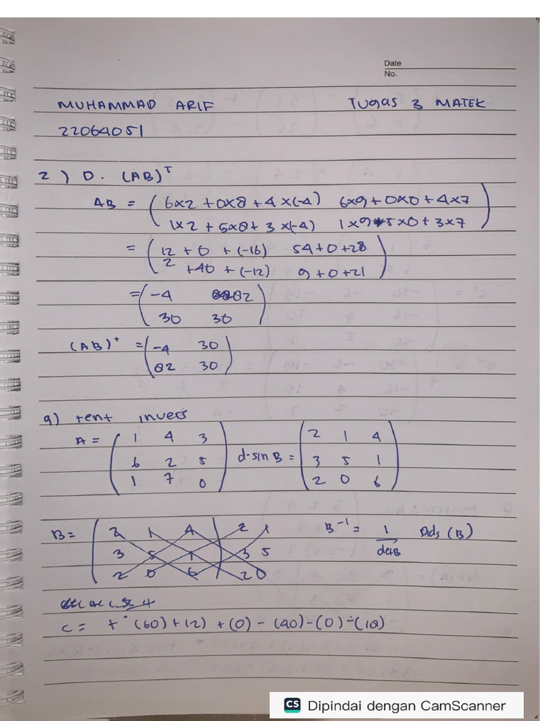 Muhammad Arif 22064051 Tugas 3 Matek | PDF