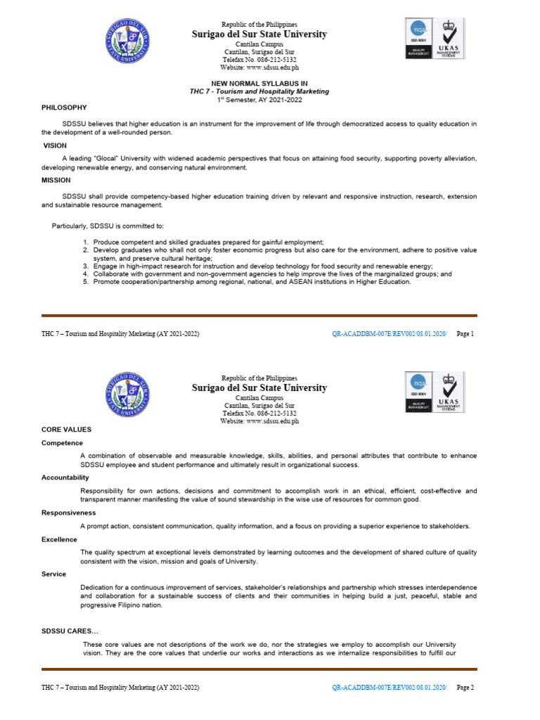 THC7 - Tourism and Hospitality Marketing | PDF | Marketing | Learning