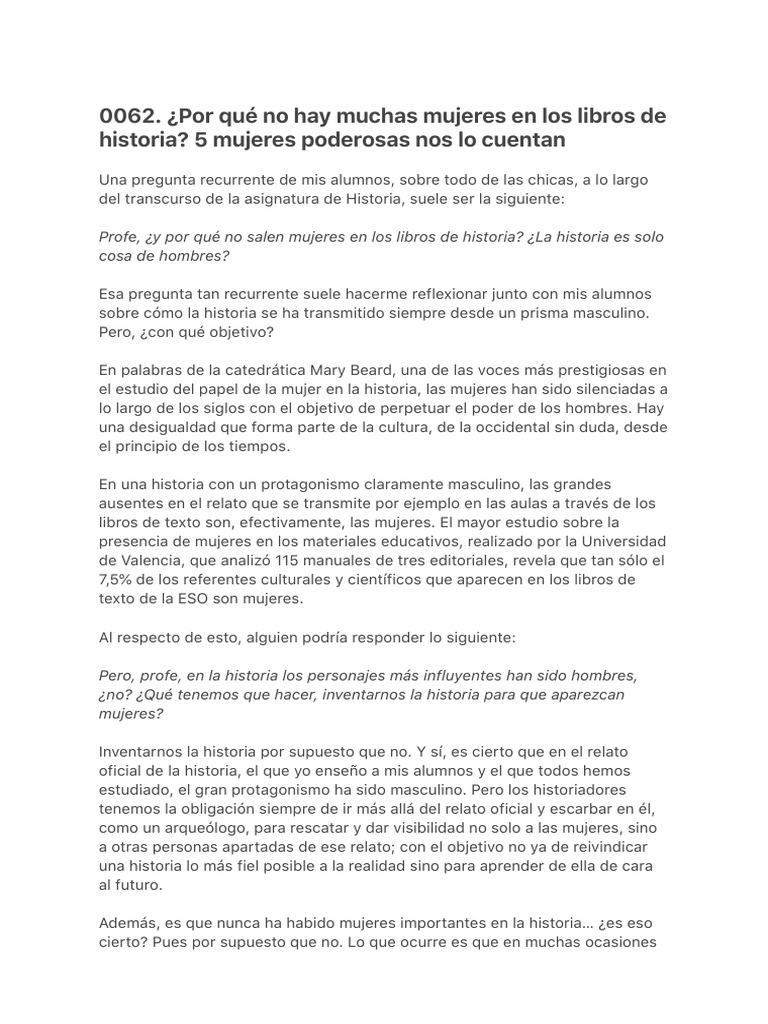 ¿Por Qué No Hay Muchas Mujeres en Los Libros de Historia - 5 | PDF | Julio César | Brujería