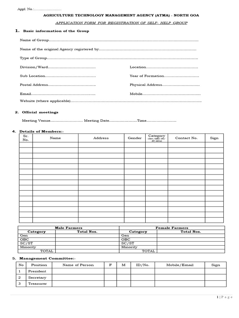 Registration Form SHG | PDF