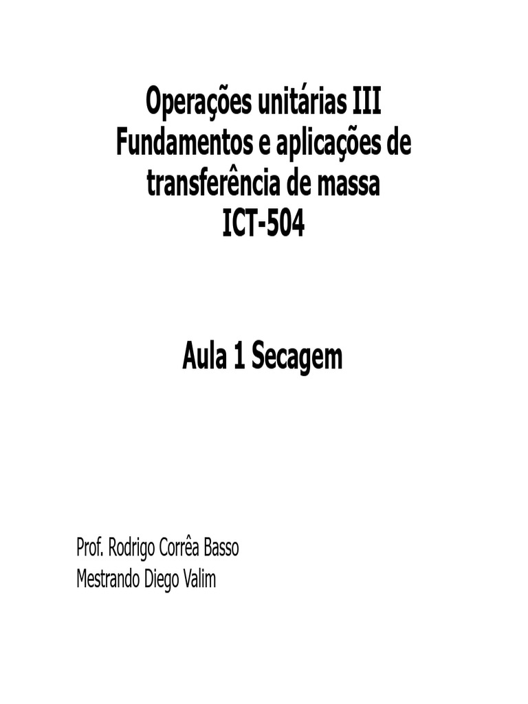 Tópico 13a - Fundamentos de Secagem | PDF | Umidade | Calor
