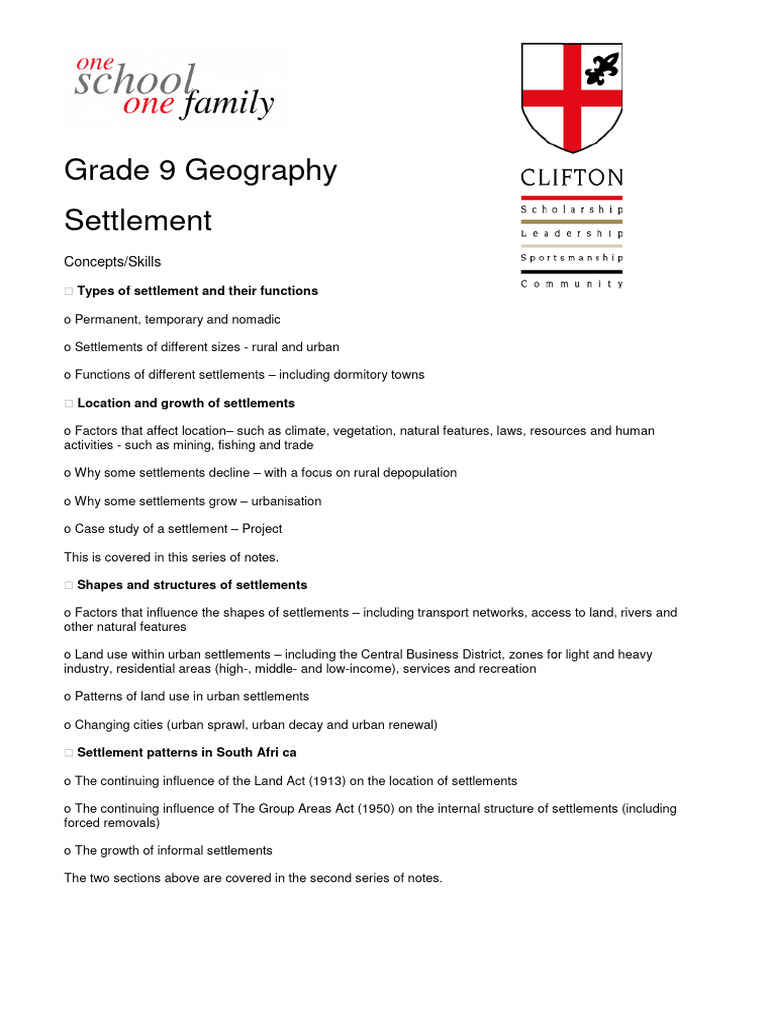 9 Settlement Notes | PDF | Urbanization | Poverty