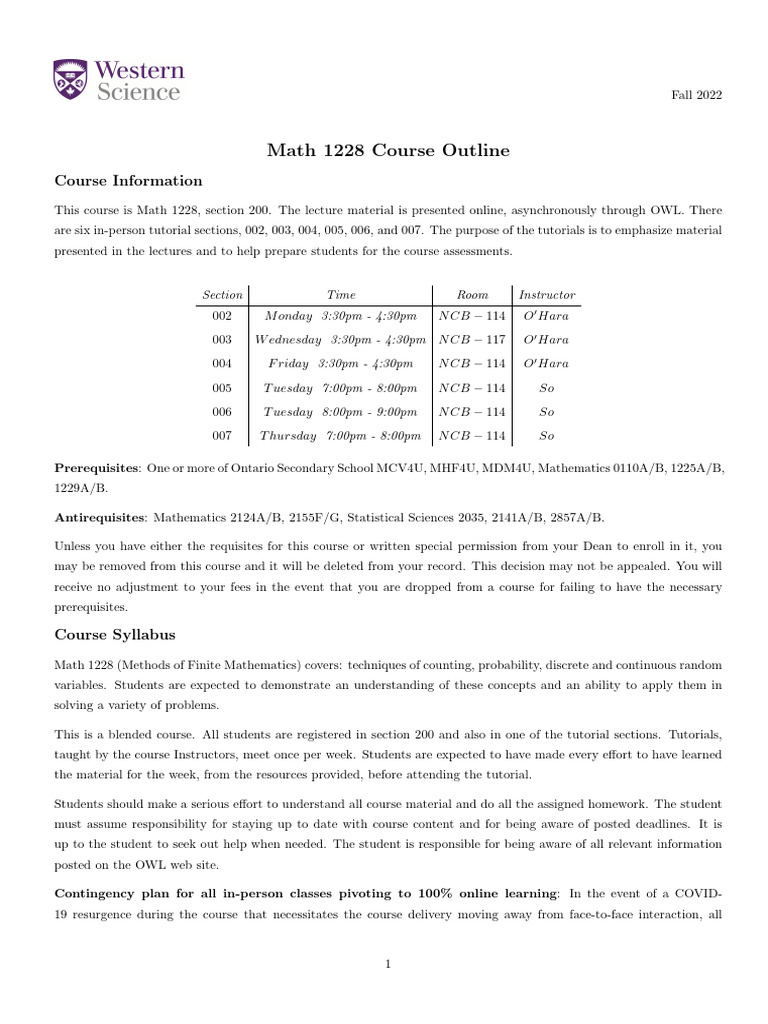 MATH 1228 Outline | PDF | Quiz