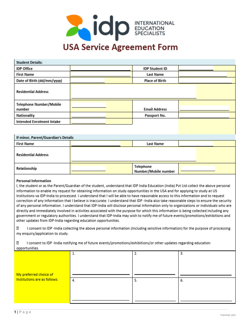 USA - Service Agreement Form - Revised | PDF | Legal Liability | Travel ...
